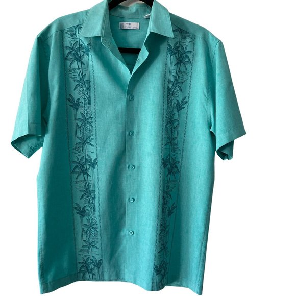 Cafe Luna | Shirts | Cafe Luna Size S Hawaiian Style Palm Tree Dress ...